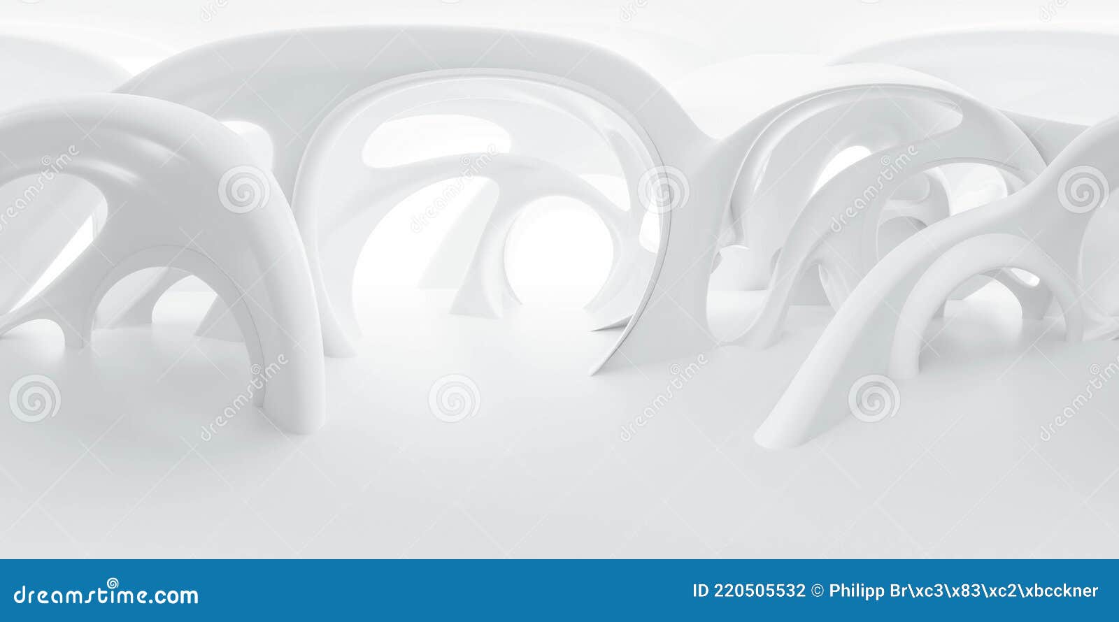 Full 360 Panorama View of Modern Empty White Organic Shape Building ...