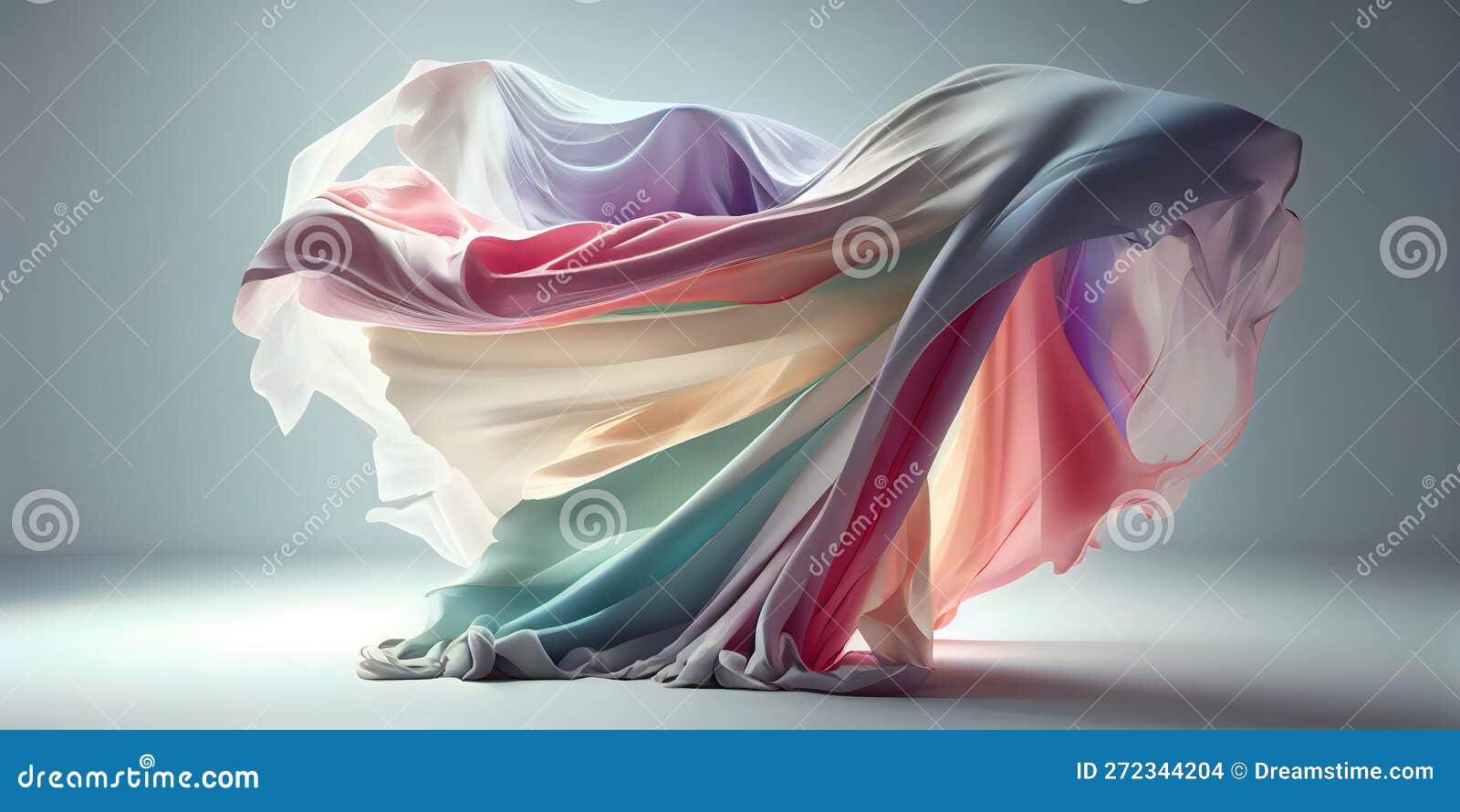 Full Piece of Flowing Fabric with White Background, Ai Generative Stock ...