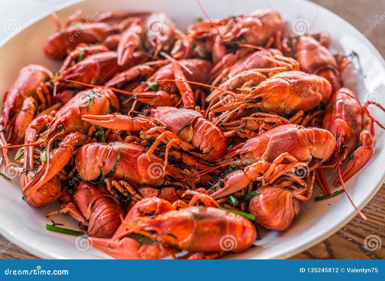 Full Plate of Boiled Crayfishes. Top View Stock Photo - Image of ...