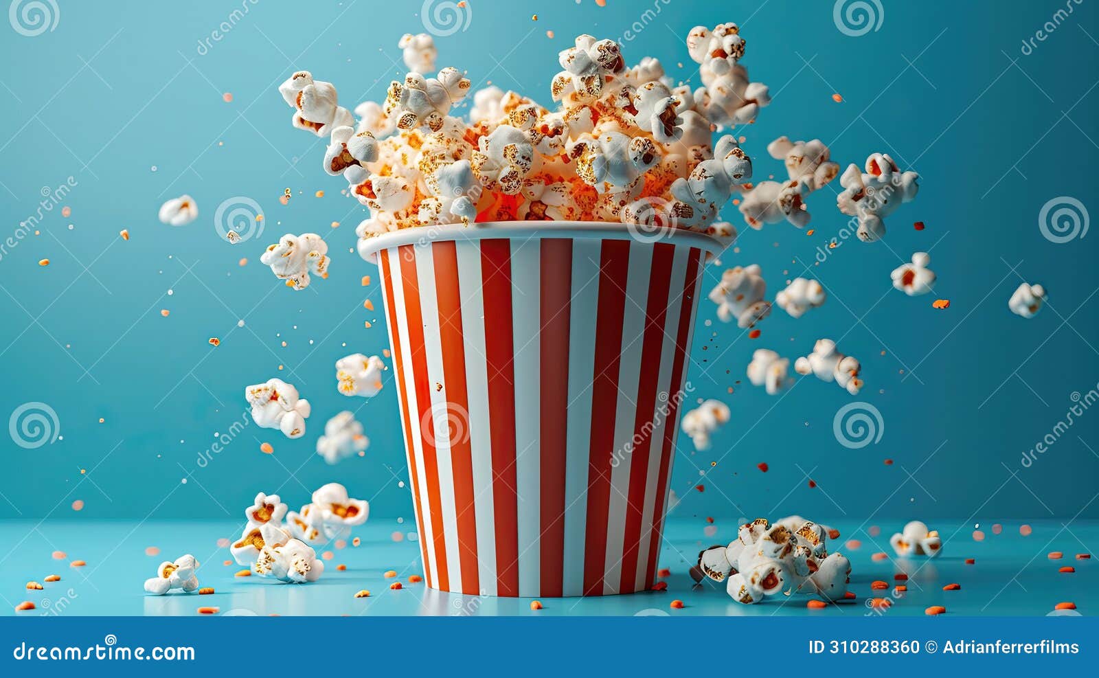 Full Popcorn Container with Pieces Energetically Bursting Out. Stock ...