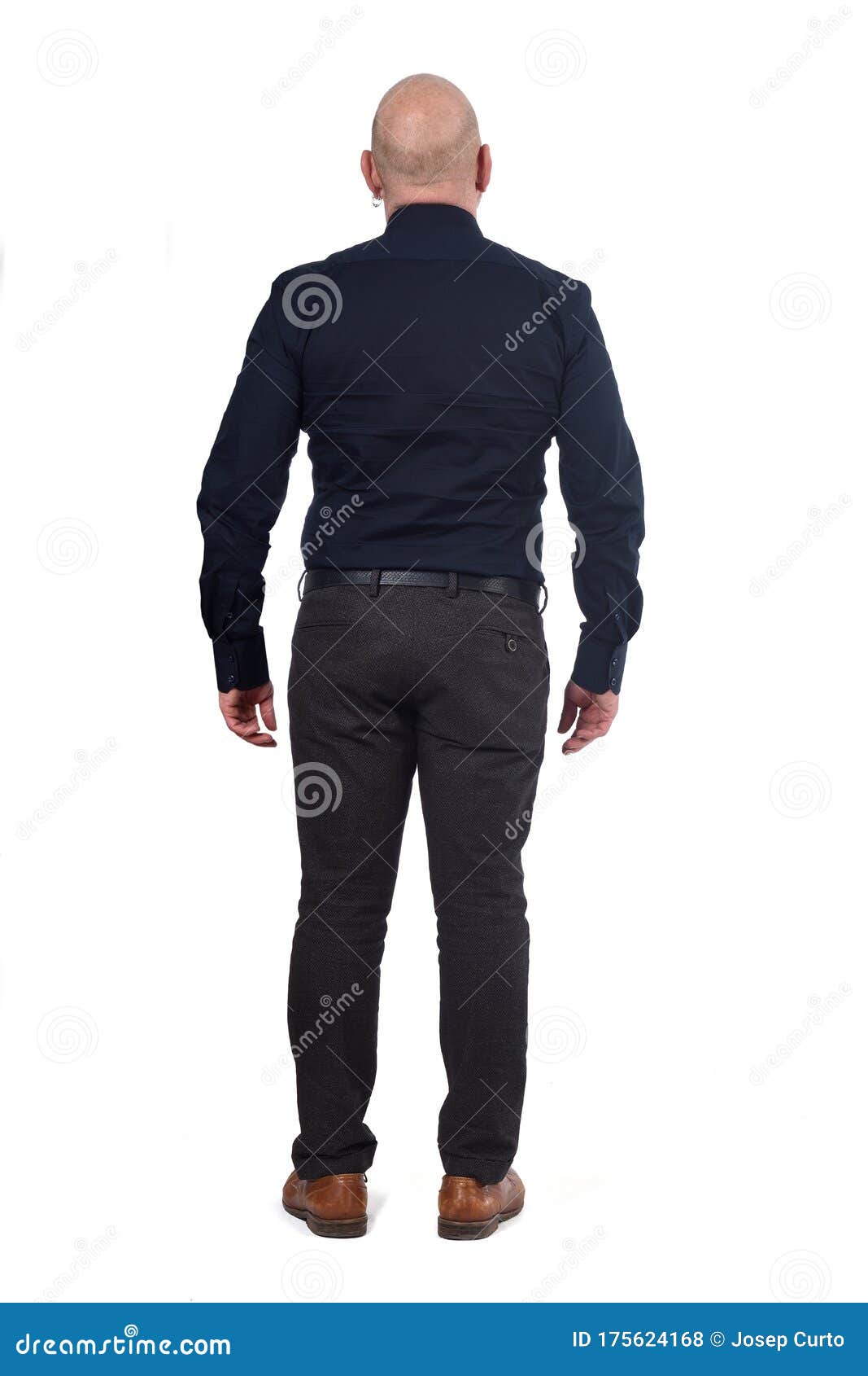 Full Portrait of a Man from Behind on White Background Stock Photo ...
