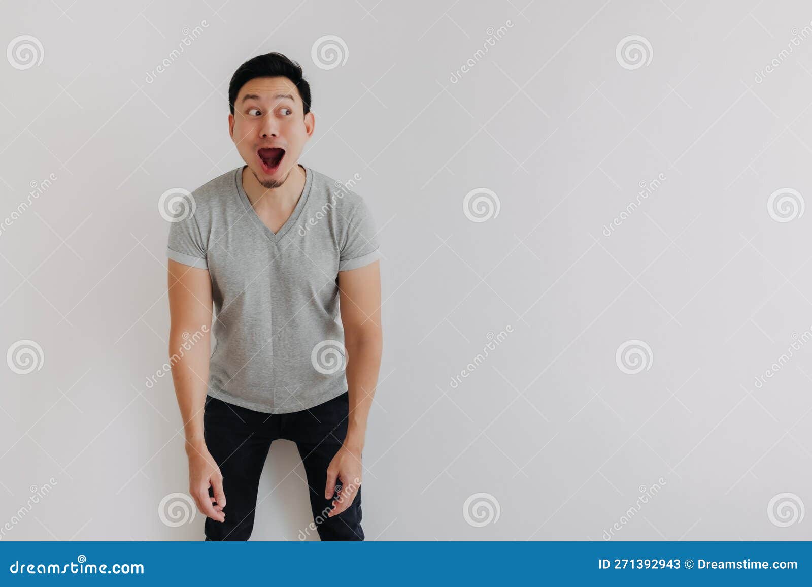 Full Portrait of Shock Face Man Looking at Empty Space Isolated on ...