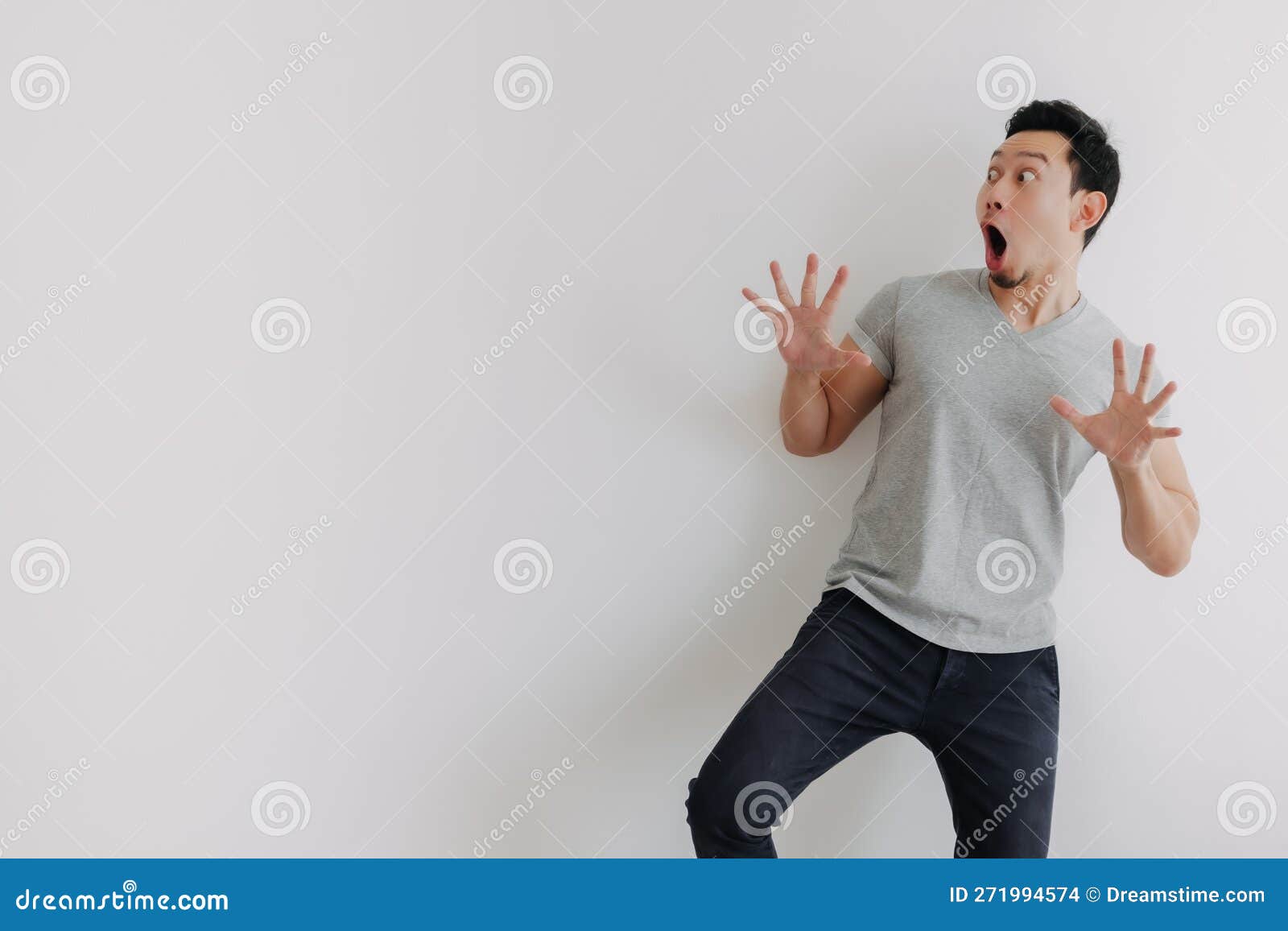 Full Portrait of Shock Face Man Looking at Empty Space Isolated on ...