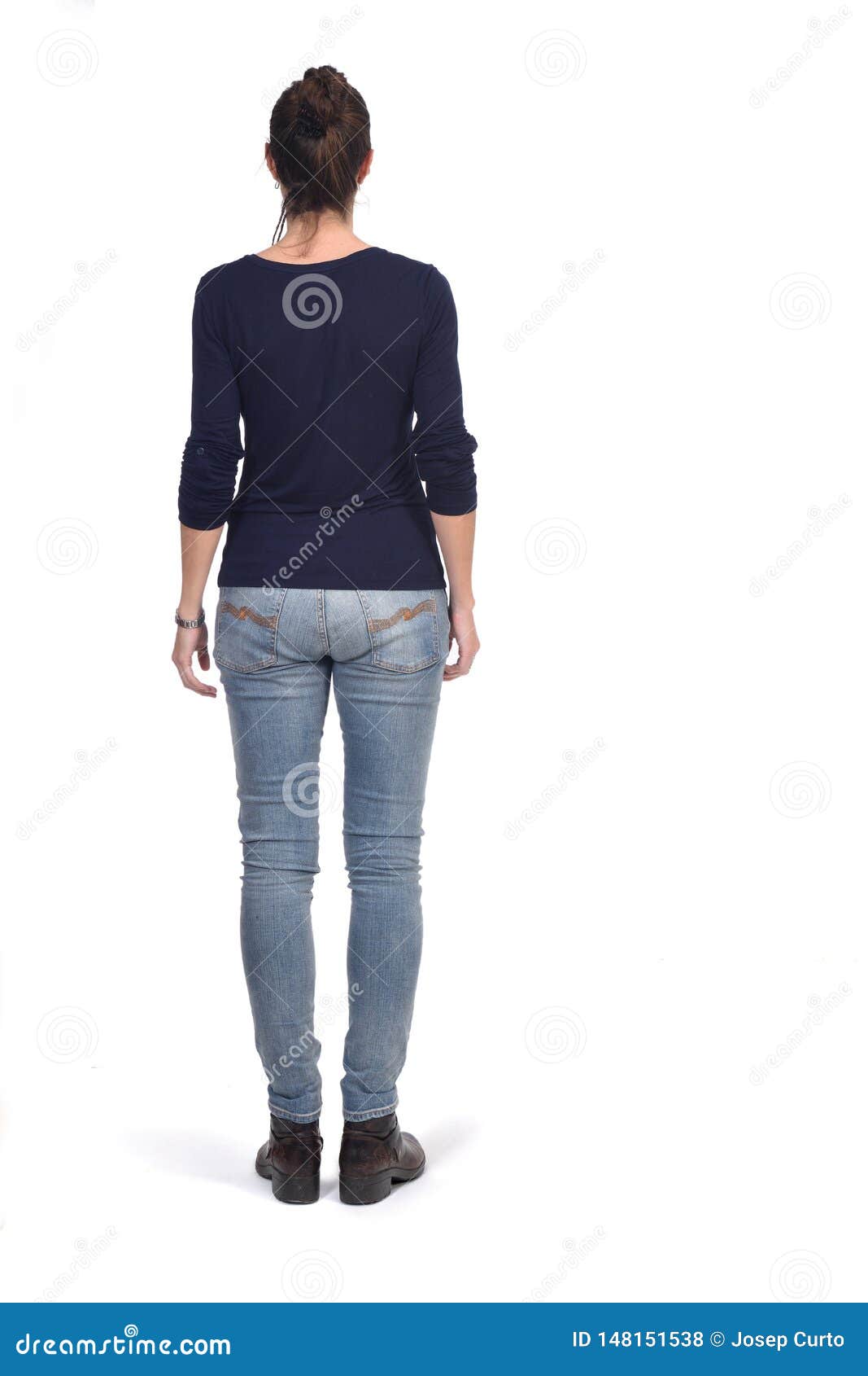 Full Portrait of a Woman from Behind on White Stock Photo - Image of ...