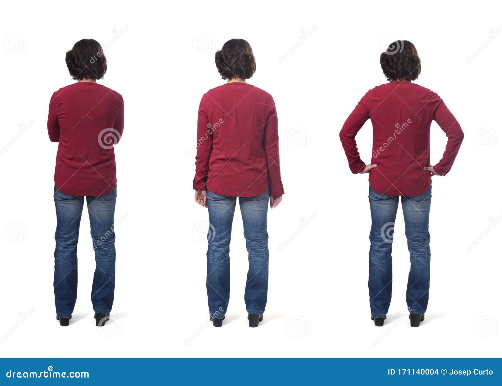 Full Portrait of a Woman from Behind on White Stock Photo - Image of ...