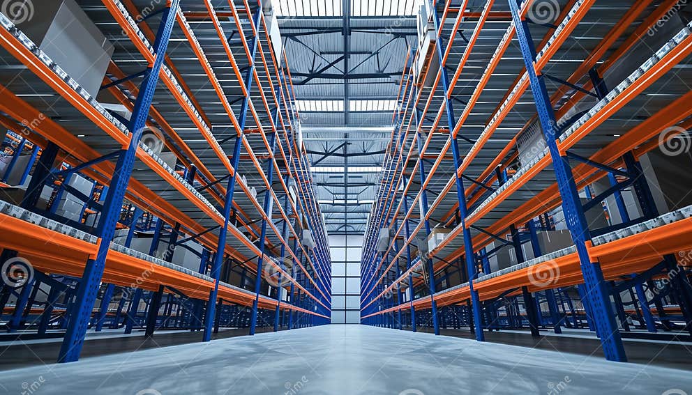 Full Rack Shelf in Mega Storehouse. Logistic Concept Stock Illustration ...