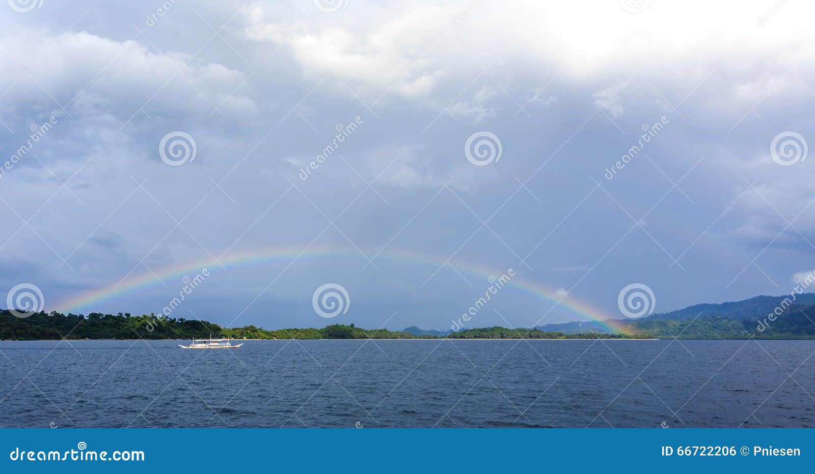 Full Rainbow Over Tropical Island Stock Photo - Image of full, resort ...