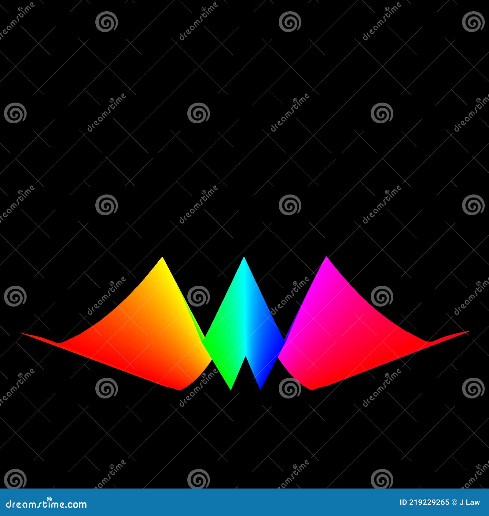 Full Frontal Wave Design in Full Rainbow Bright Colours on a Black ...