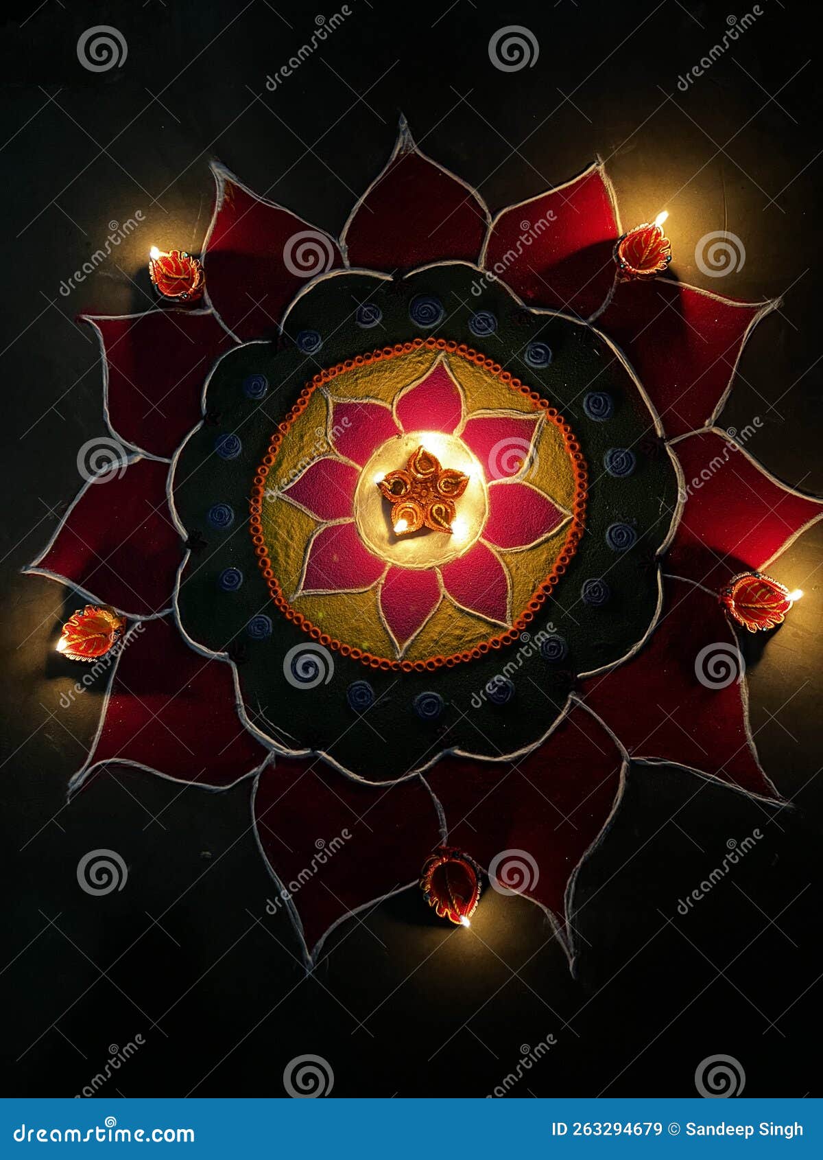 Full rangoli on Diwali stock image. Image of handmade - 263294679