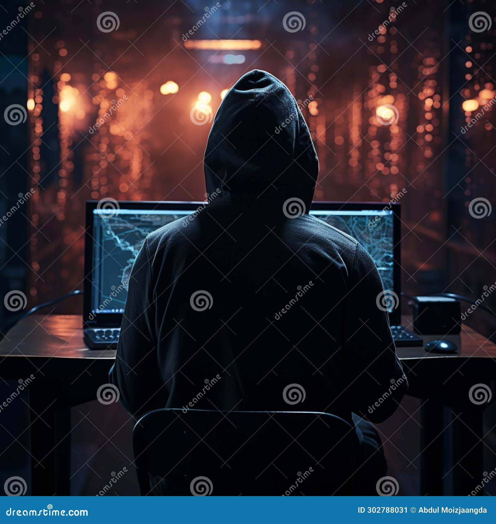 Hooded Hacker With Digital Russian Texture On Circuit Royalty-Free ...
