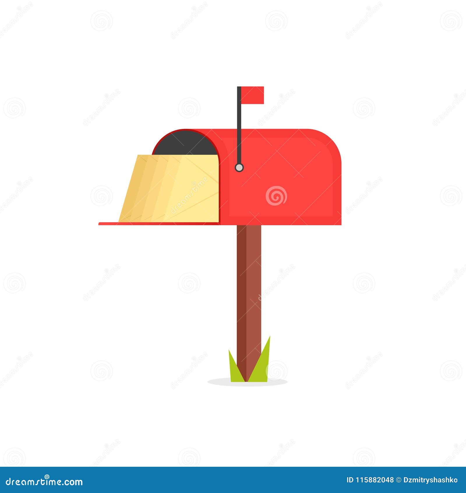 Full red mailbox icon. stock vector. Illustration of magazine - 115882048