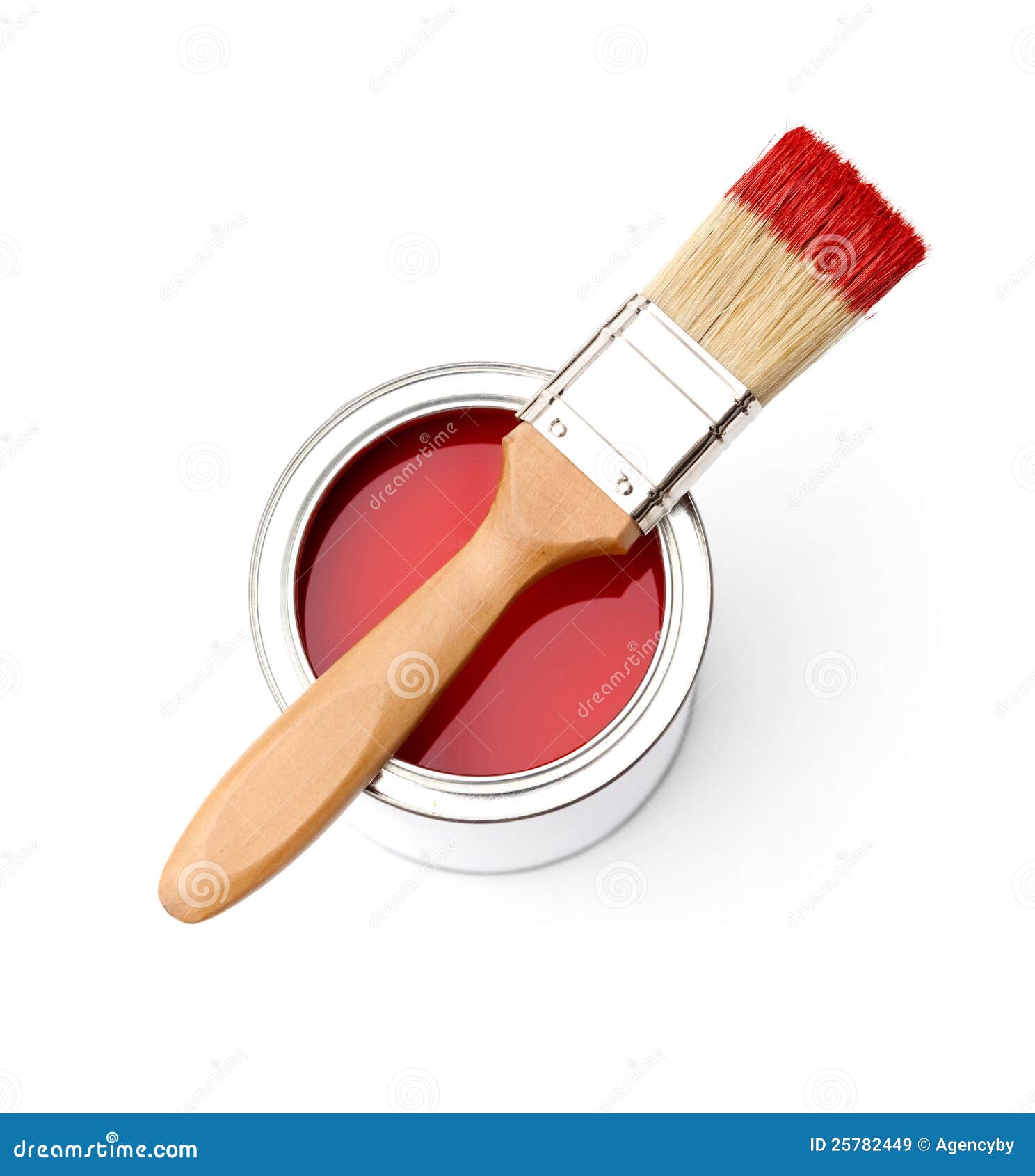 Full Of Red Paint Tin, Paintbrush Royalty Free Stock Images - Image ...