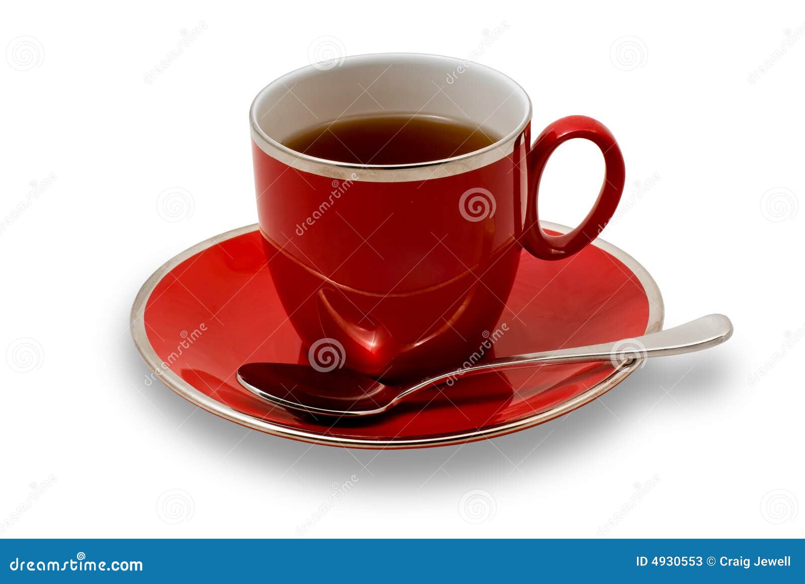 Full Red Teacup and Saucer Isolated on White Stock Image - Image of ...