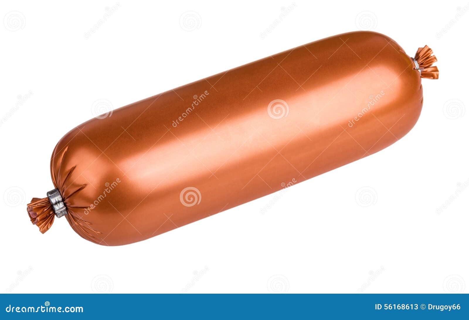 Full Sausage in Plastic Shell Isolated on White Stock Image - Image of ...