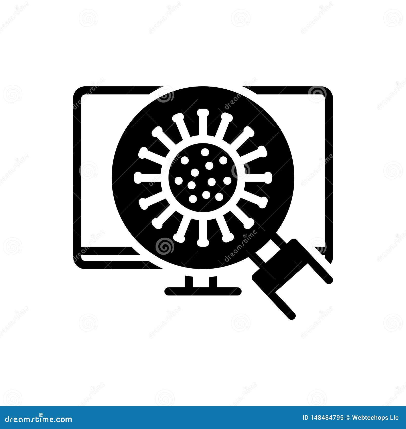 Black Solid Icon for Full Scan, Computer and Virus Stock Vector ...