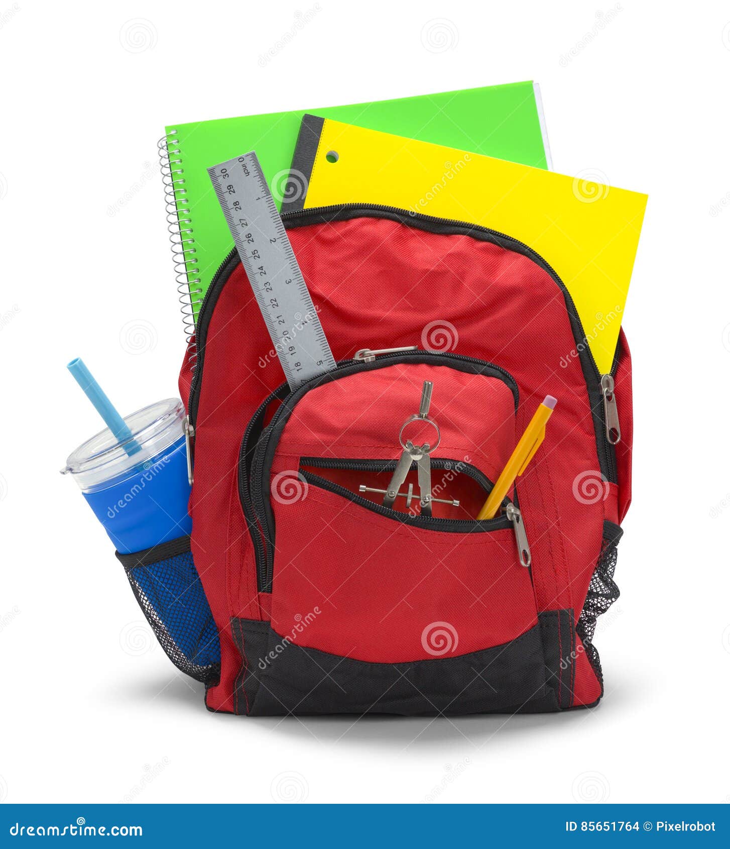 Full School Backpack stock photo. Image of pencil, clean - 85651764