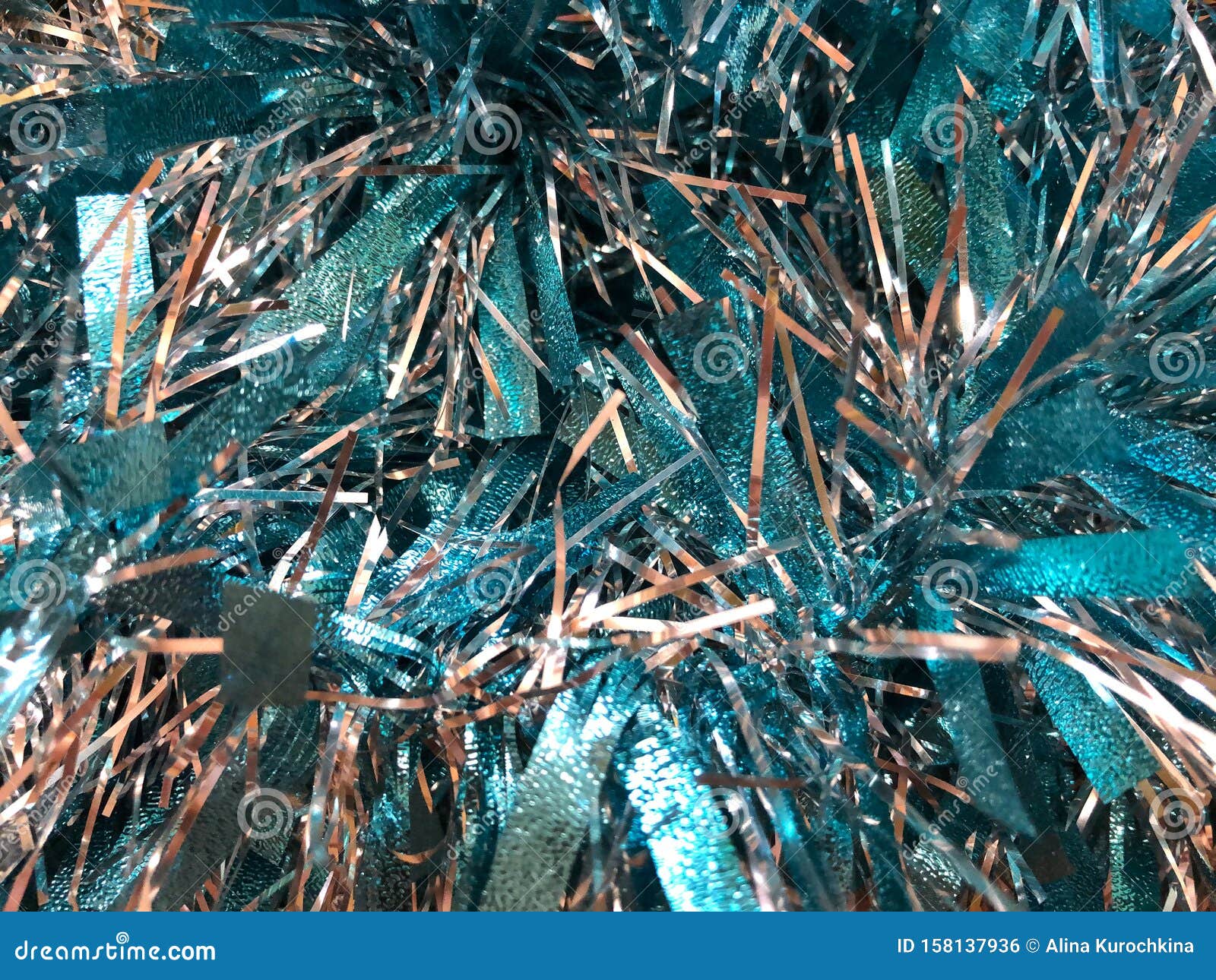 Texture of Blue Tinsel on the Entire Screen Stock Photo - Image of ...