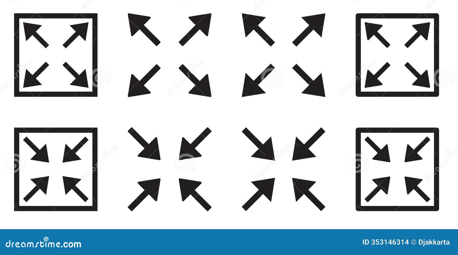 Full Screen and Exit Full Screen Icon Set Stock Illustration ...