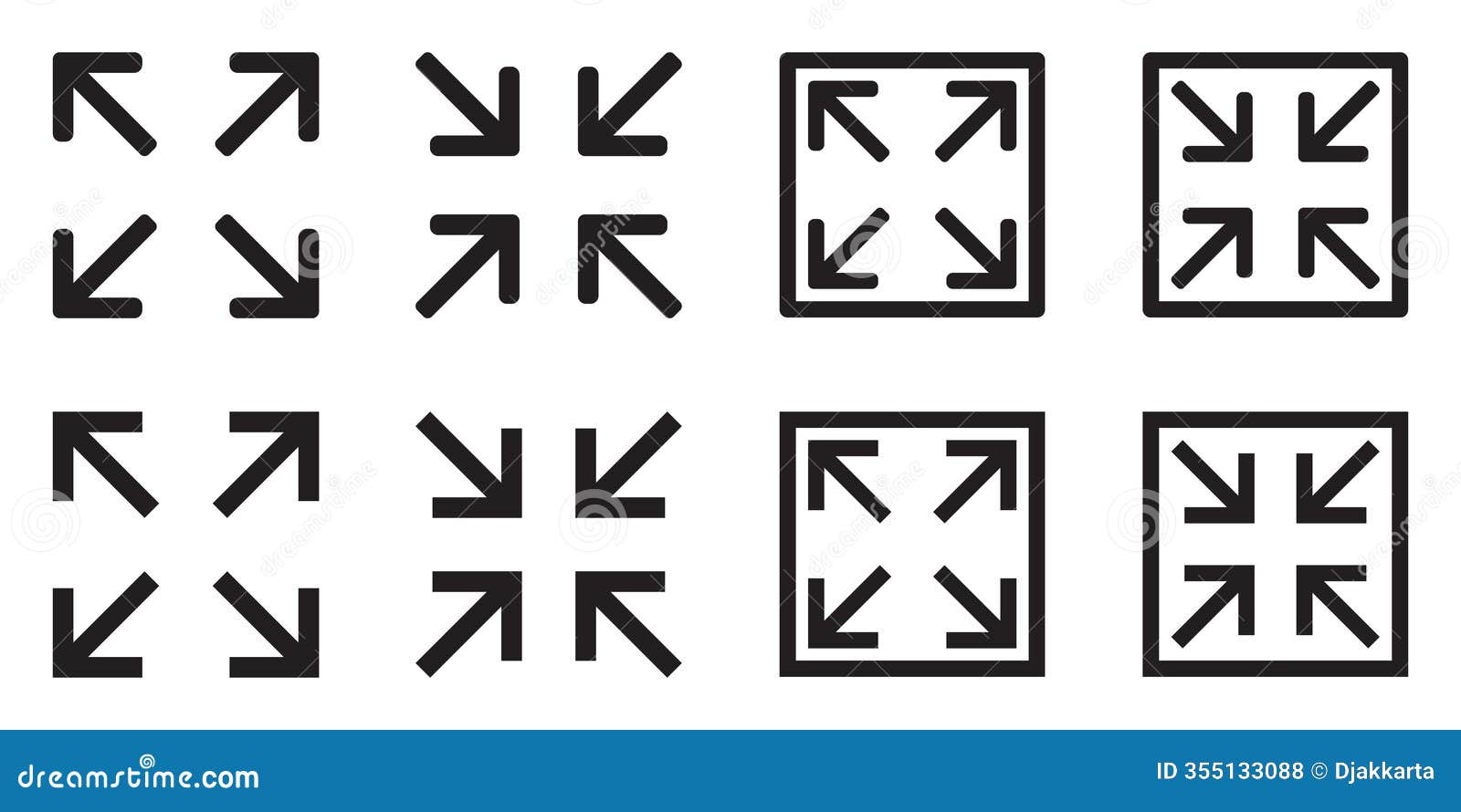 Full Screen and Exit Full Screen Icon Set Stock Illustration ...