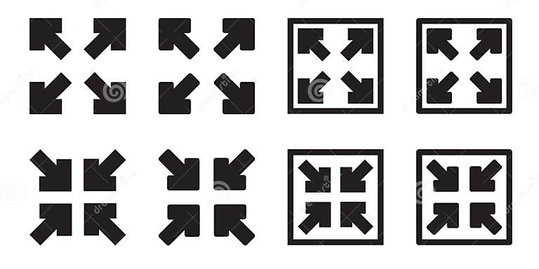 Full Screen and Exit Full Screen Icon Set Stock Vector - Illustration ...