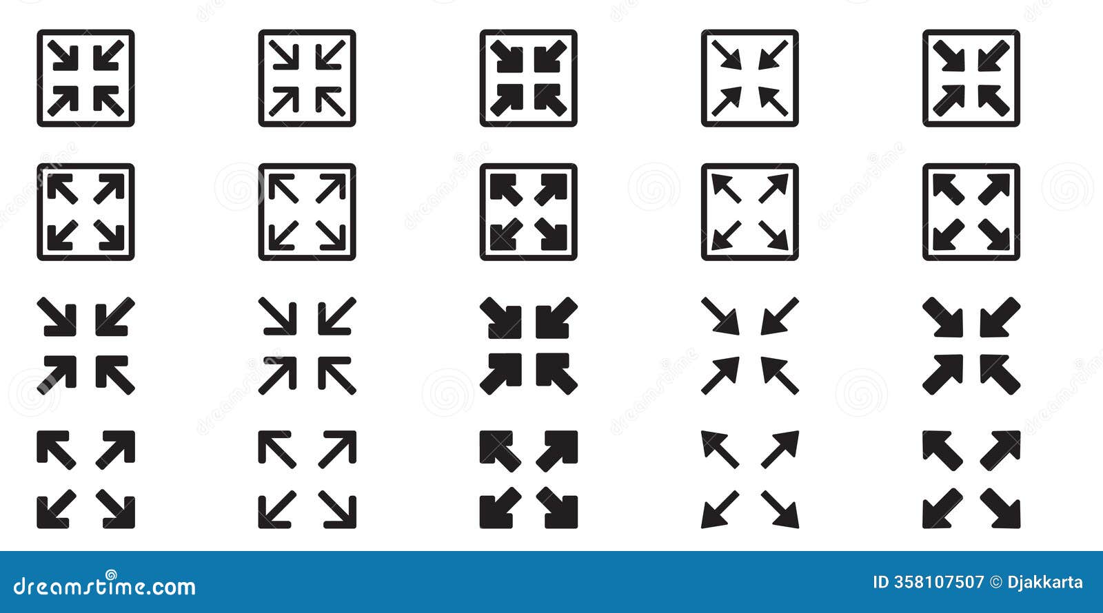 Full Screen and Exit Full Screen Icon Set Stock Illustration ...