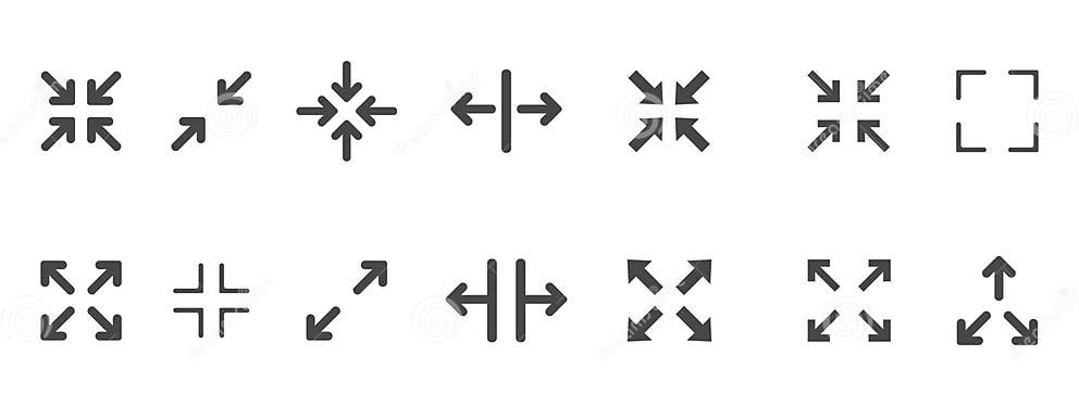 Full Screen Icon Interface Menu Cursor Bitton, Application Size Control Pointer. Web Ui Line ...