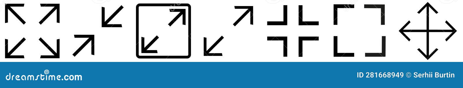 Full Screen Icons Set. Fullscreen Button Sign Stock Vector ...