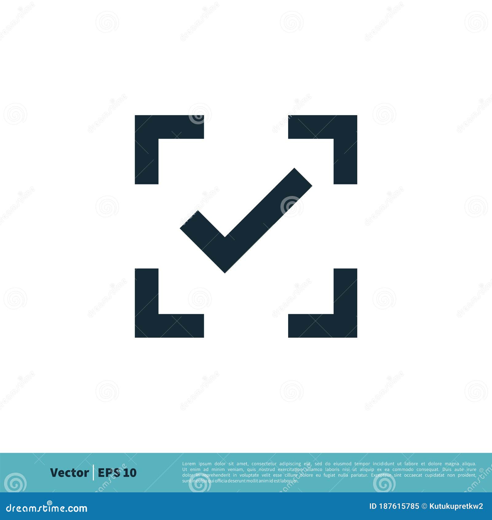Full Screen Preview and Check Mark Icon Vector Logo Template ...