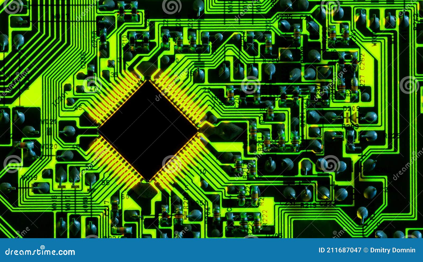 Full-screen Texture of Green Backlit Printed Circuit Board Stock Image ...