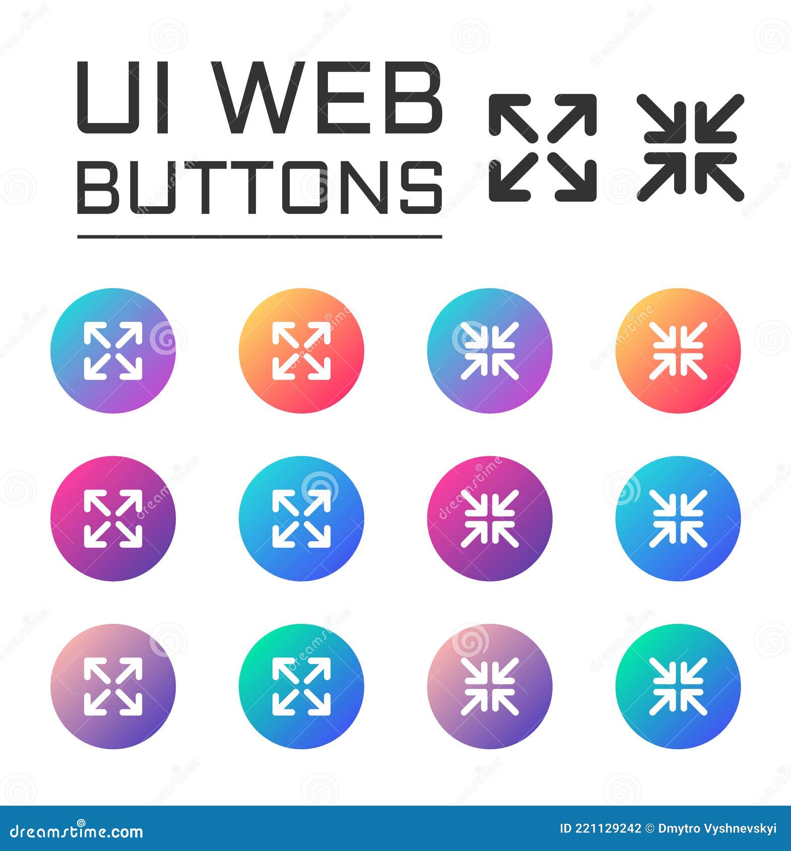 Full Screen Ui Web Button. Vector Icons Stock Vector - Illustration of ...