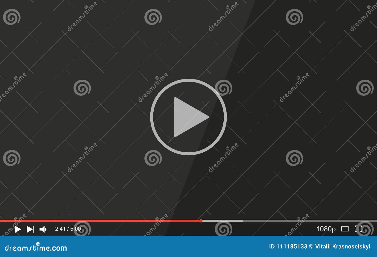 Full Screen Video Player with Button Play, Stock Vector - Illustration ...