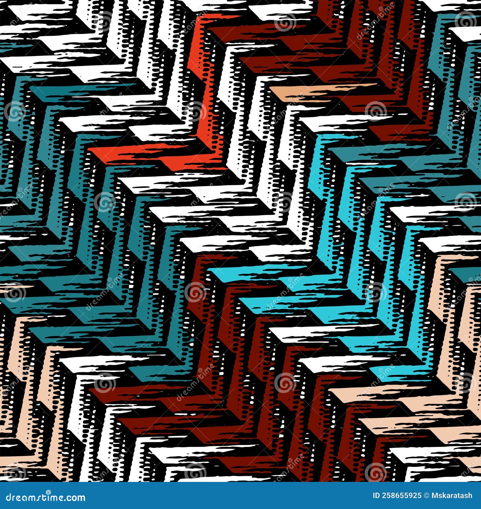 Seamless Decorative Geometric Fabric Print Pattern Vector Knitted