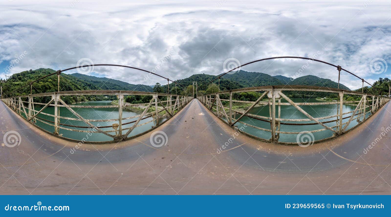 Full Seamless 360 Hdri Panorama on on Metal Bridge Over Fast River in ...