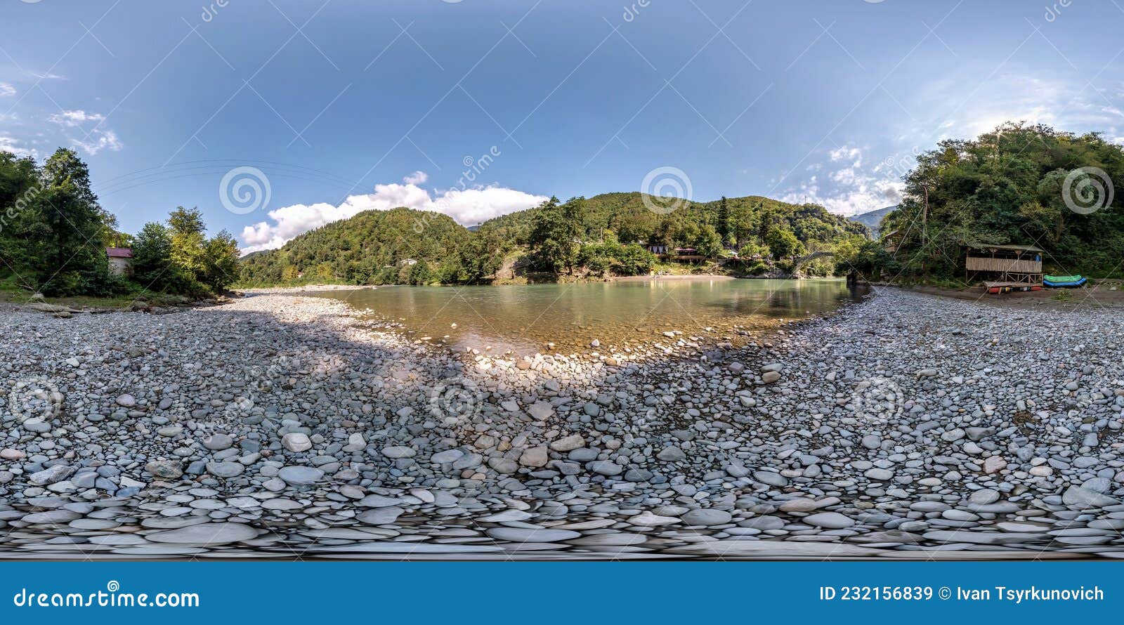 Full Seamless 360 Hdri Panorama on the Stone Coast of a Fast Mountain ...