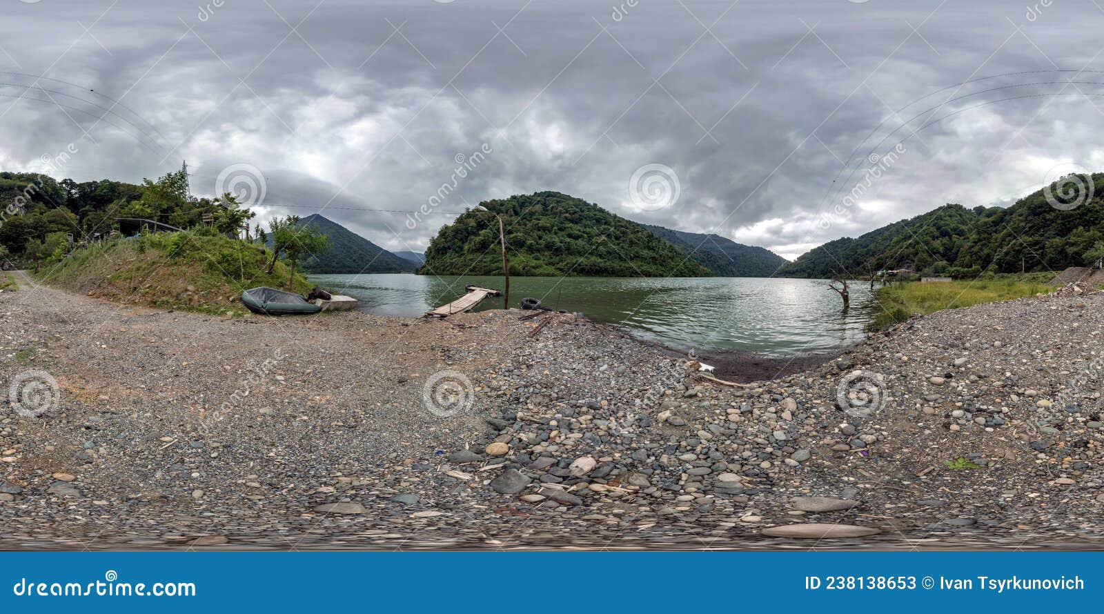 Full Seamless 360 Hdri Panorama on the Stone Coast of a Fast Mountain ...