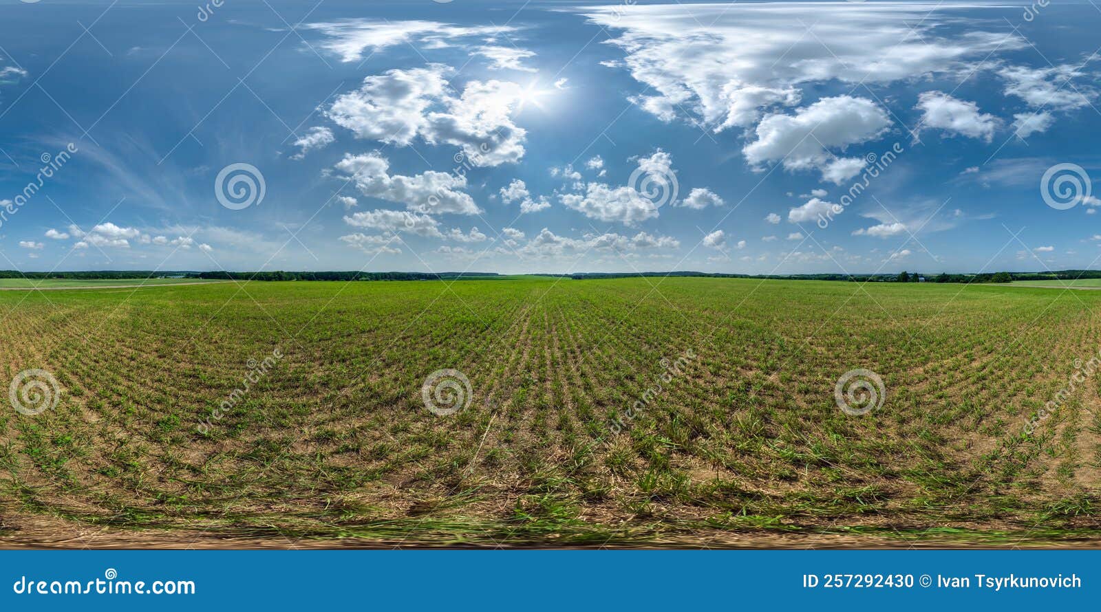 Full Seamless 360 Hdri Panorama View among Farming Field with Sun and ...