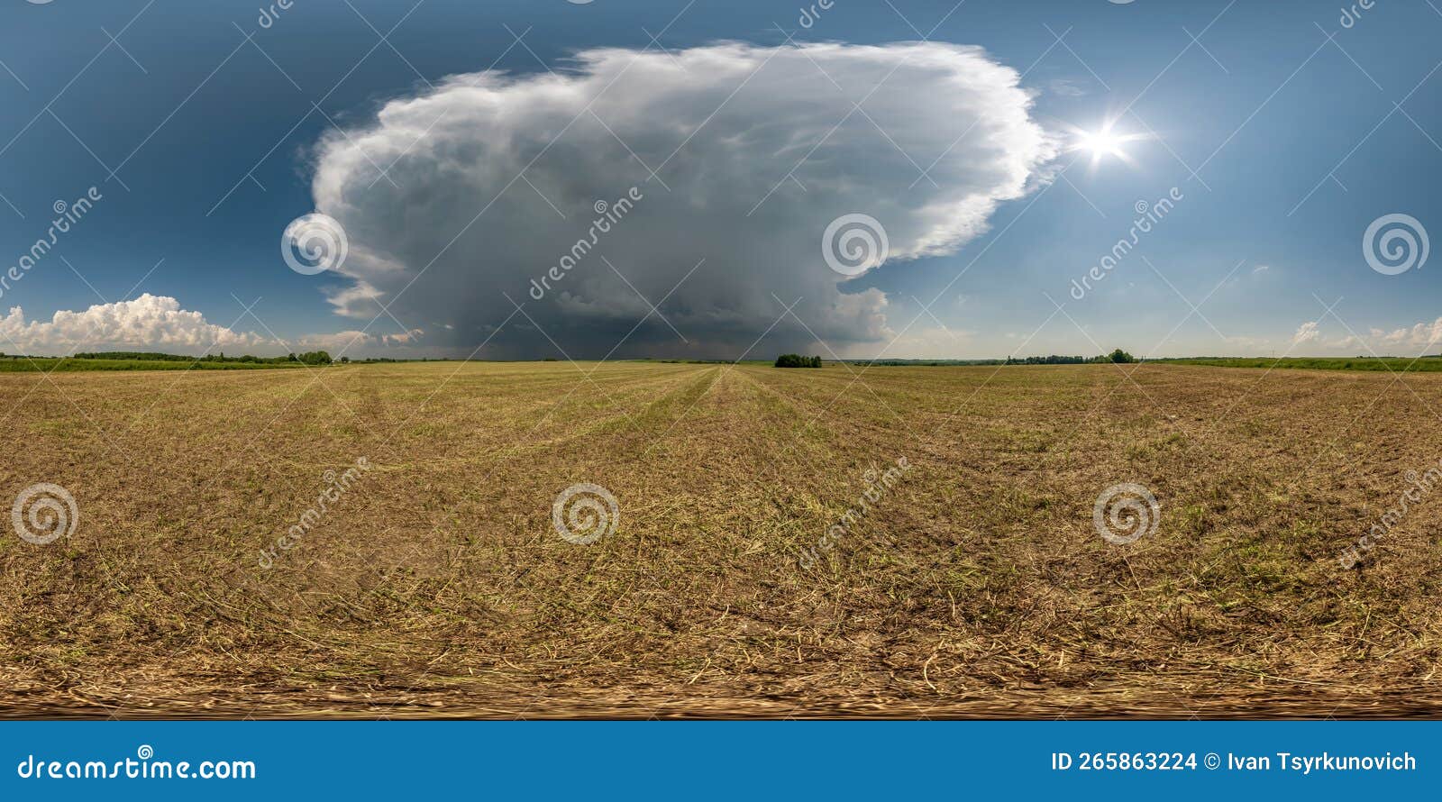Full Seamless 360 Hdri Panorama View among Farming Fields with Storm ...