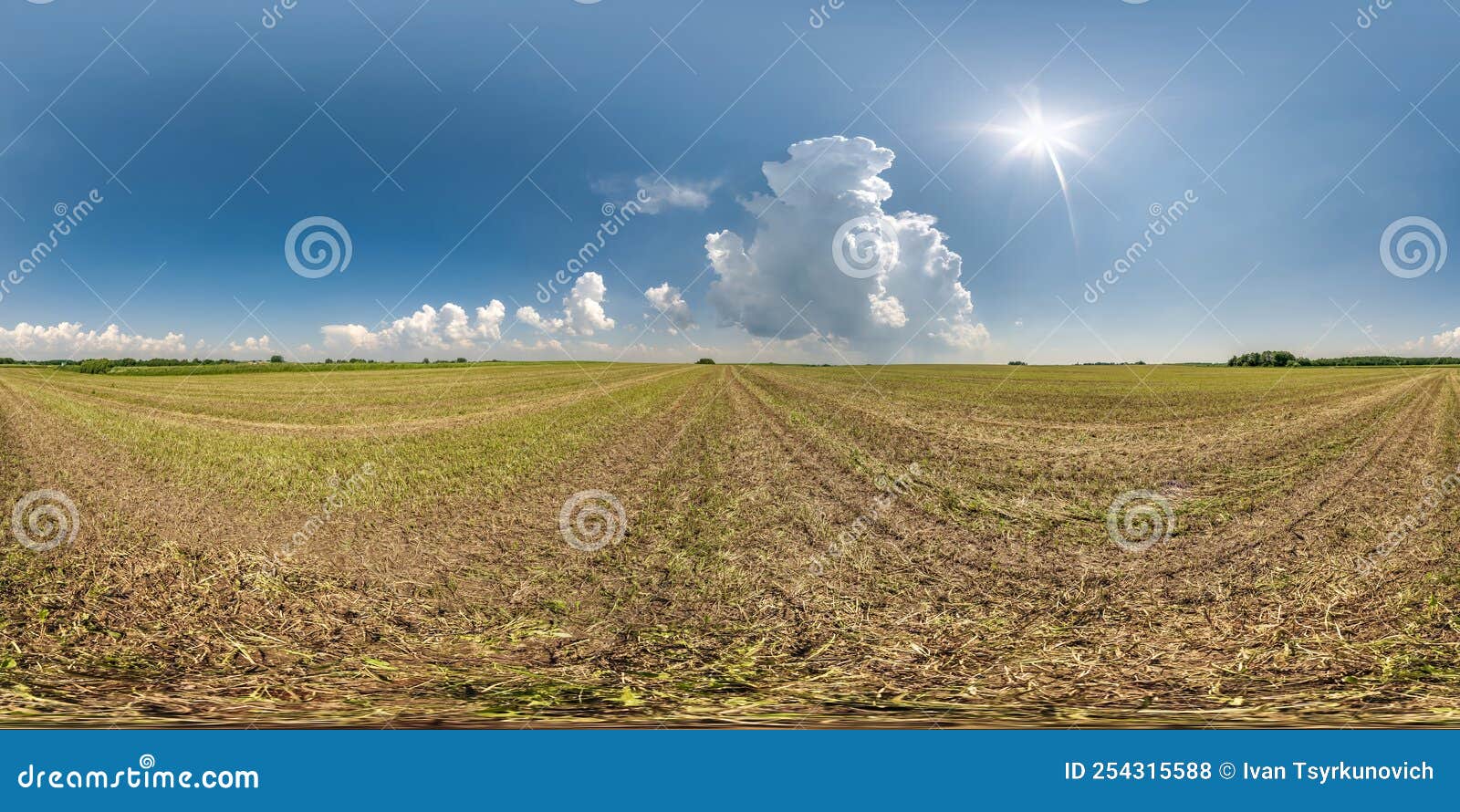 Full Seamless 360 Hdri Panorama View among Farming Fields with Sun with ...