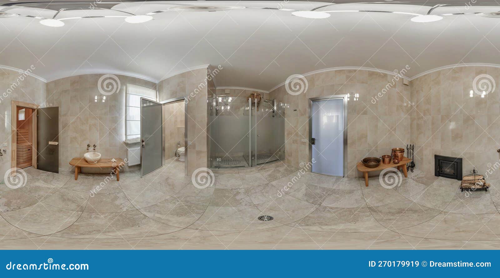 Full Seamless Hdri 360 Panorama View in Interior of Bathroom in Modern ...