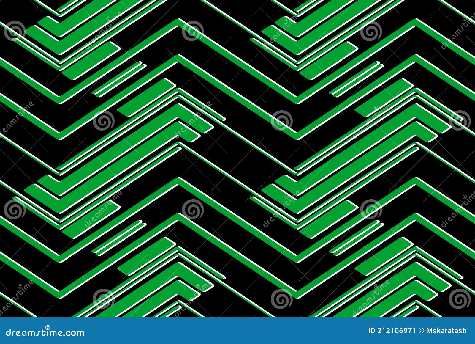 Seamless Horizontal Zigzag Lines Monochrome Pattern Vector for ...