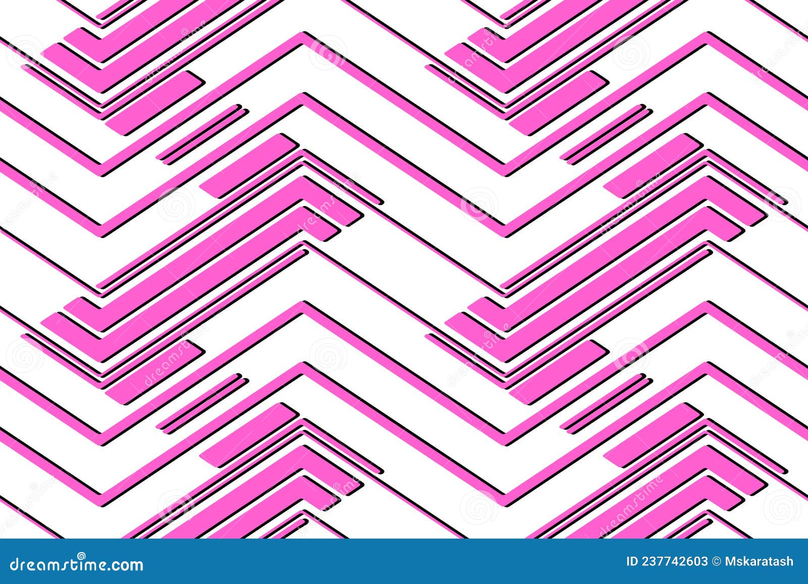 Seamless Horizontal Zigzag Lines Monochrome Pattern Vector for ...
