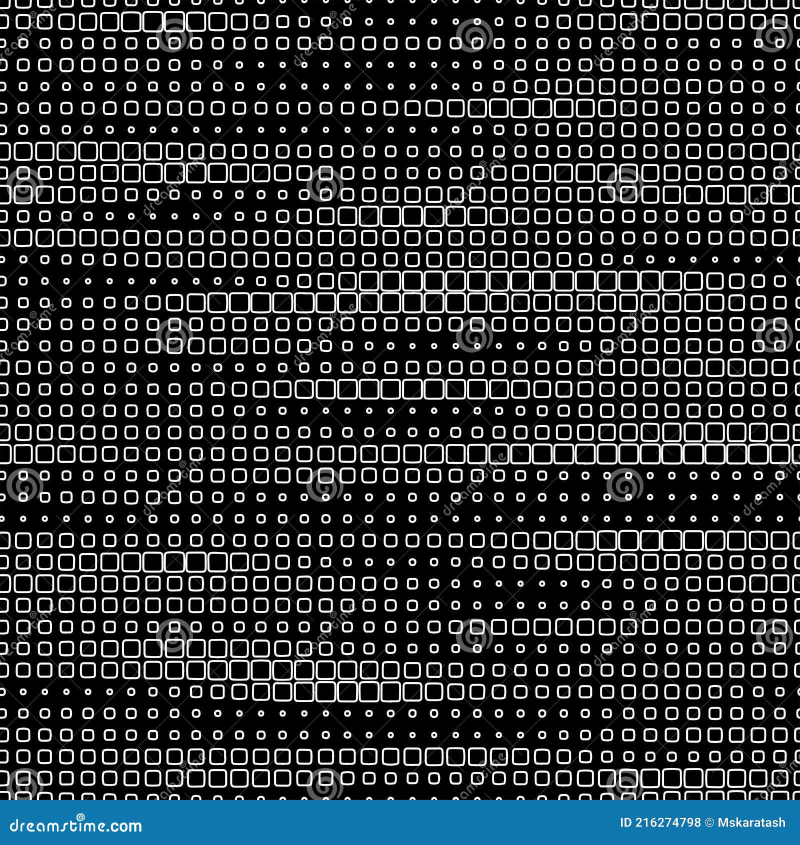 Seamless Modern Distressed Square Pattern Vector. Classic Black and ...