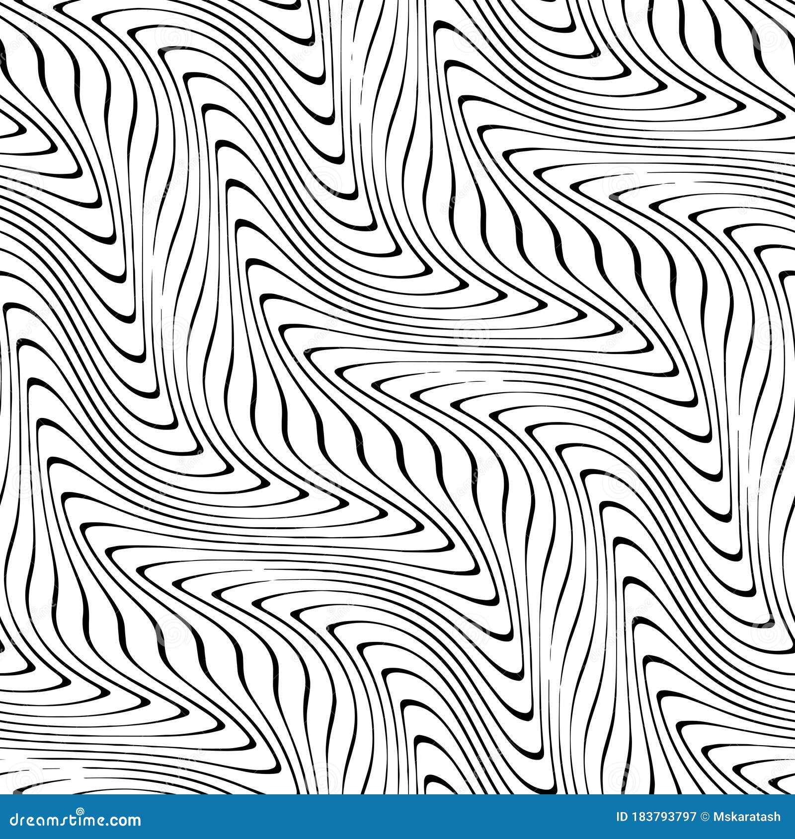Full Seamless Modern Wave Lines Pattern Vector. Classic Black and White ...