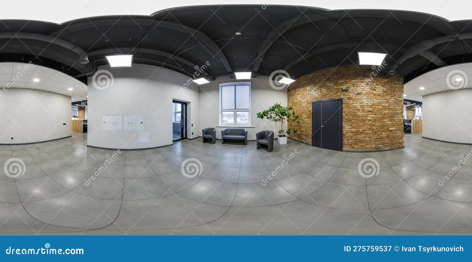 Full Seamless Spherical Hdri 360 Panorama in Interior Empty Square in ...