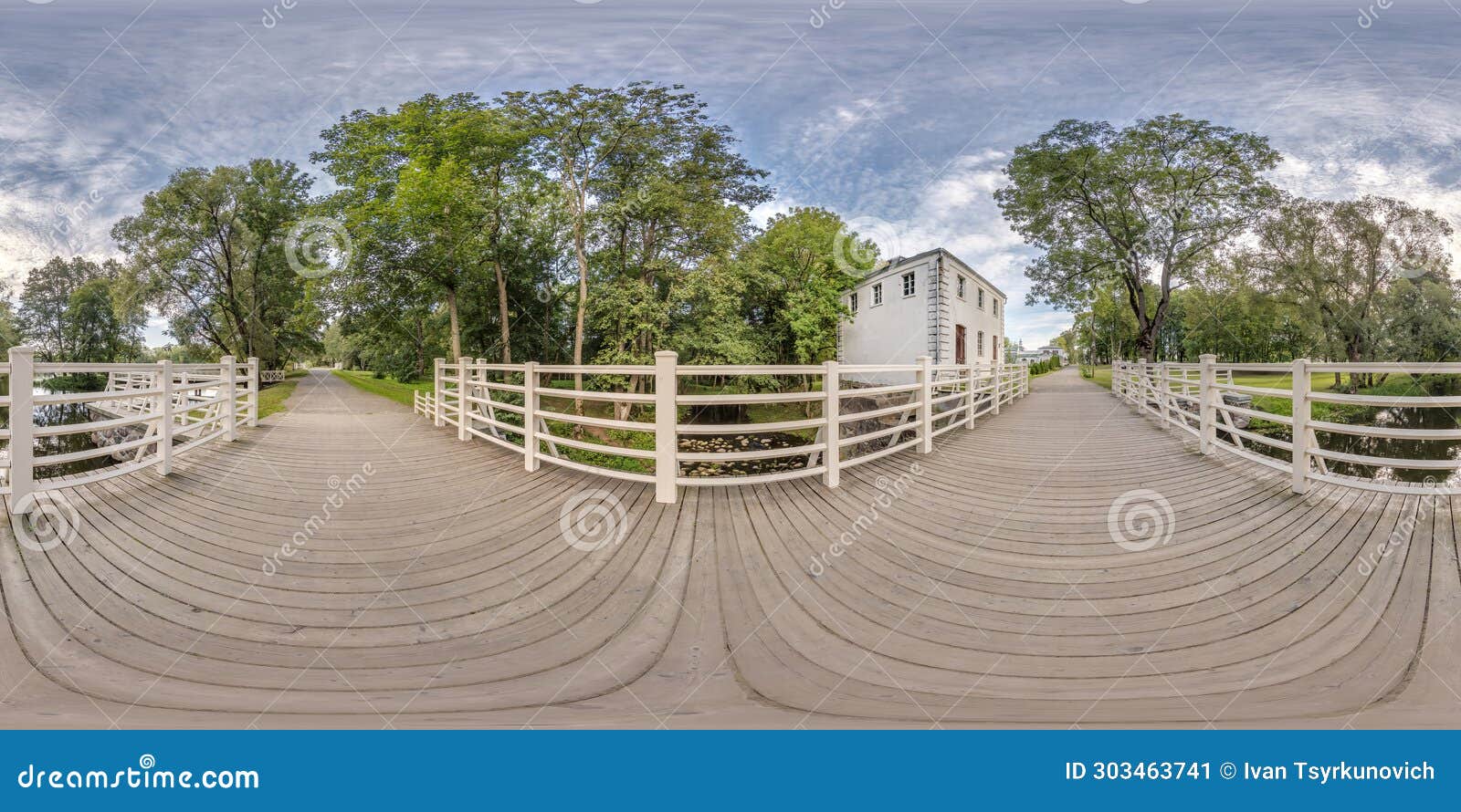 Full Seamless Spherical Hdri 360 Panorama View on Wooden Bridge Over ...