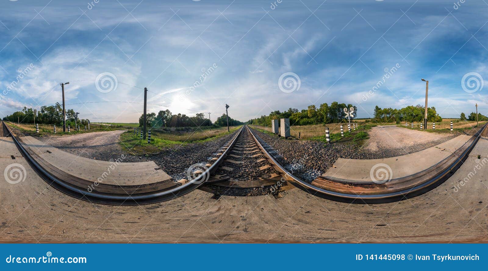 Full Seamless Spherical Panorama 360 by 180 Angle View Near Railroad ...