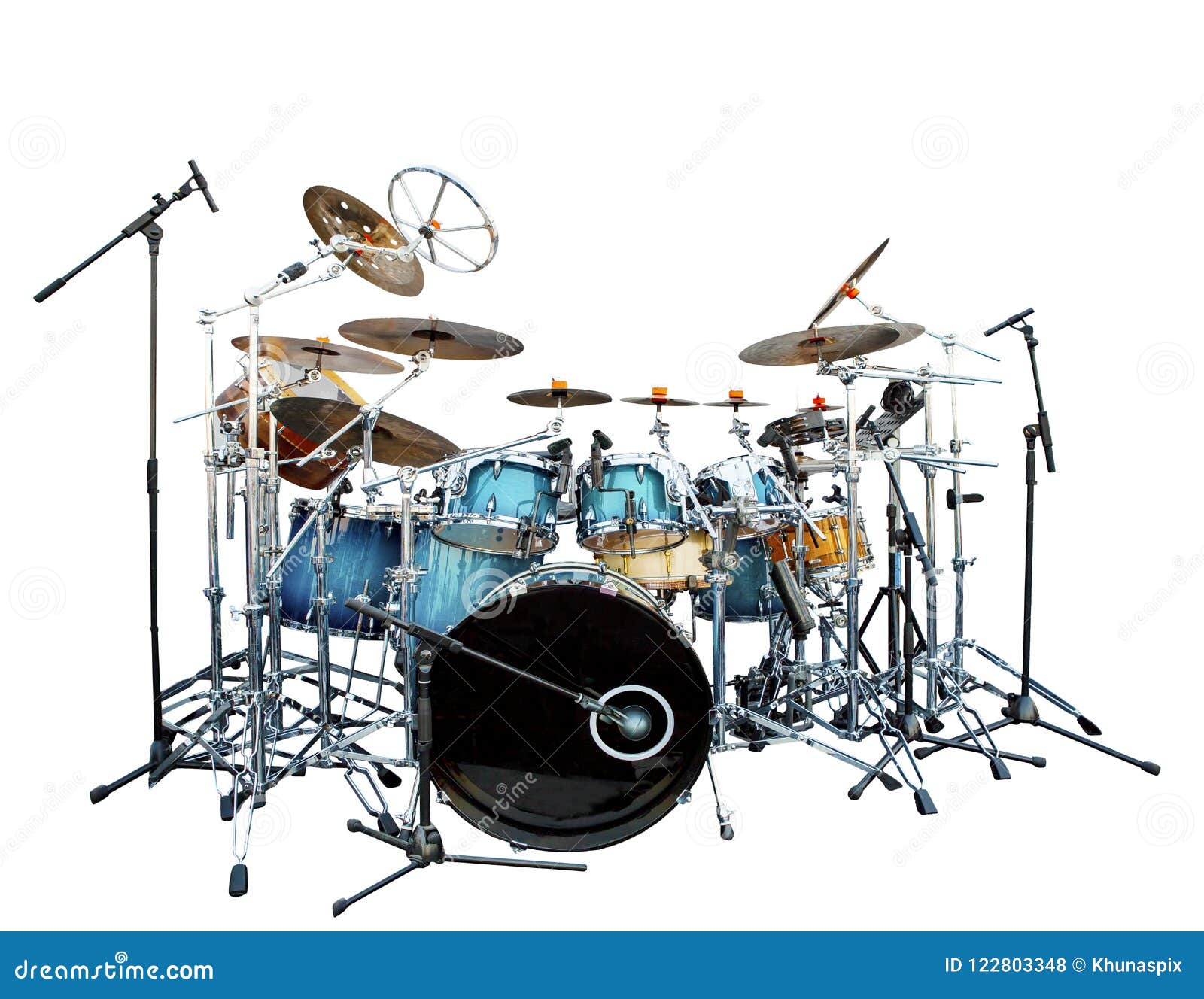 Full Set Of Acoustic Drum Instrument Isolate White Background Stock ...