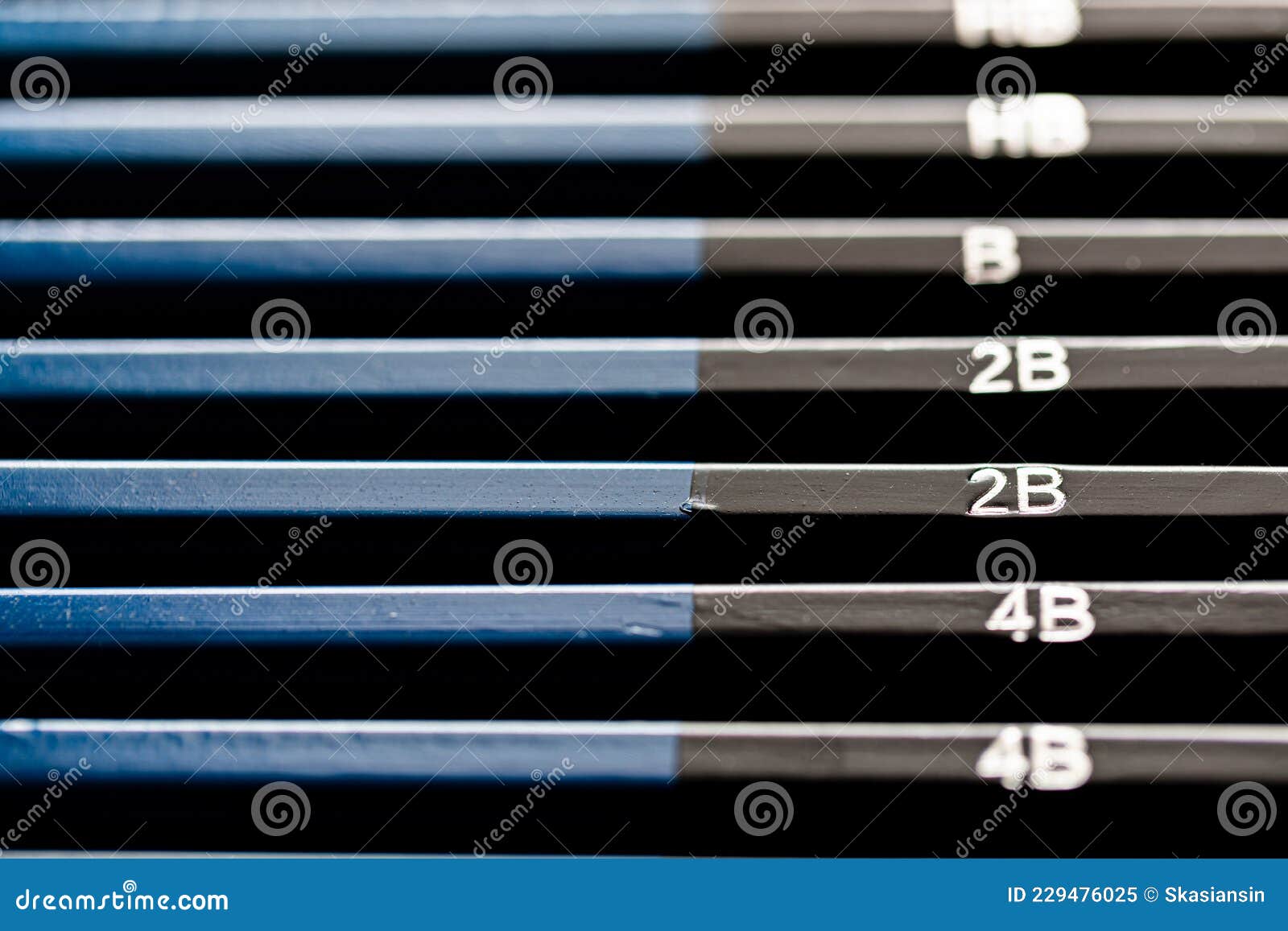 Full Set of Black and Blue Pencils Sorting from Dark To Light Stock ...