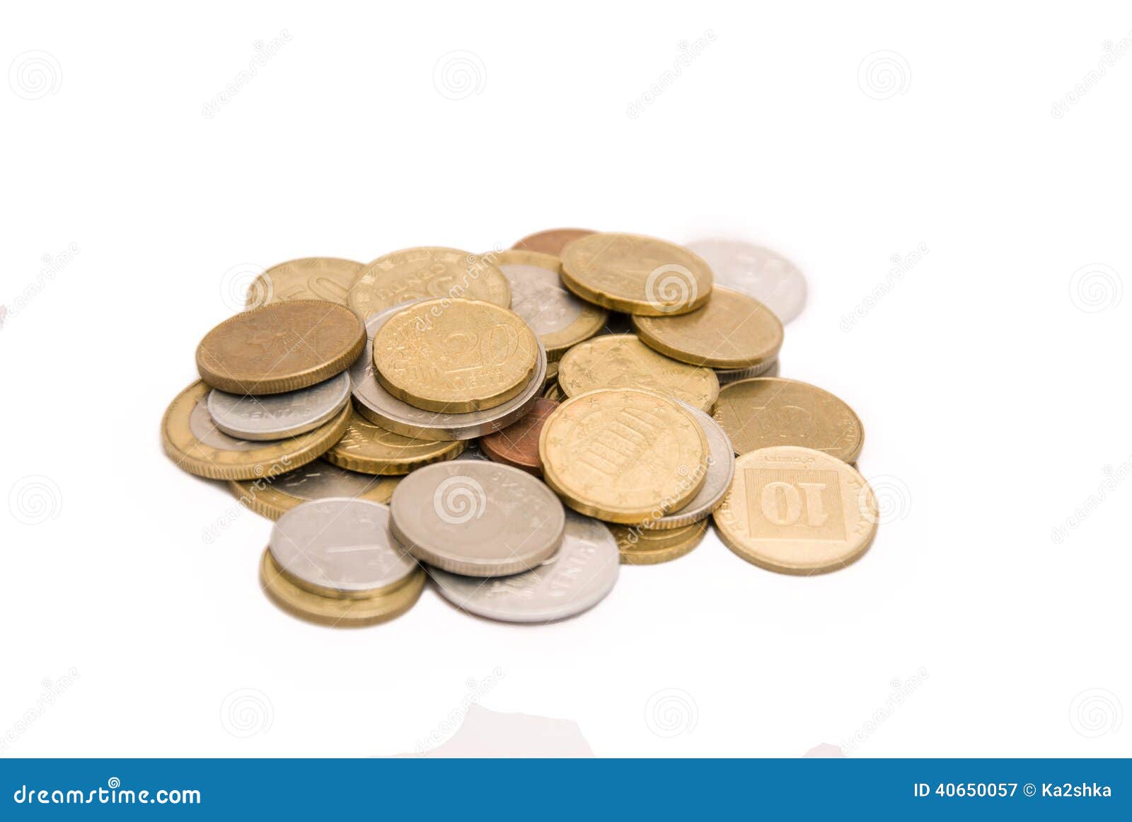Full Set of Coins in Pile Isolated Stock Image - Image of isolated ...