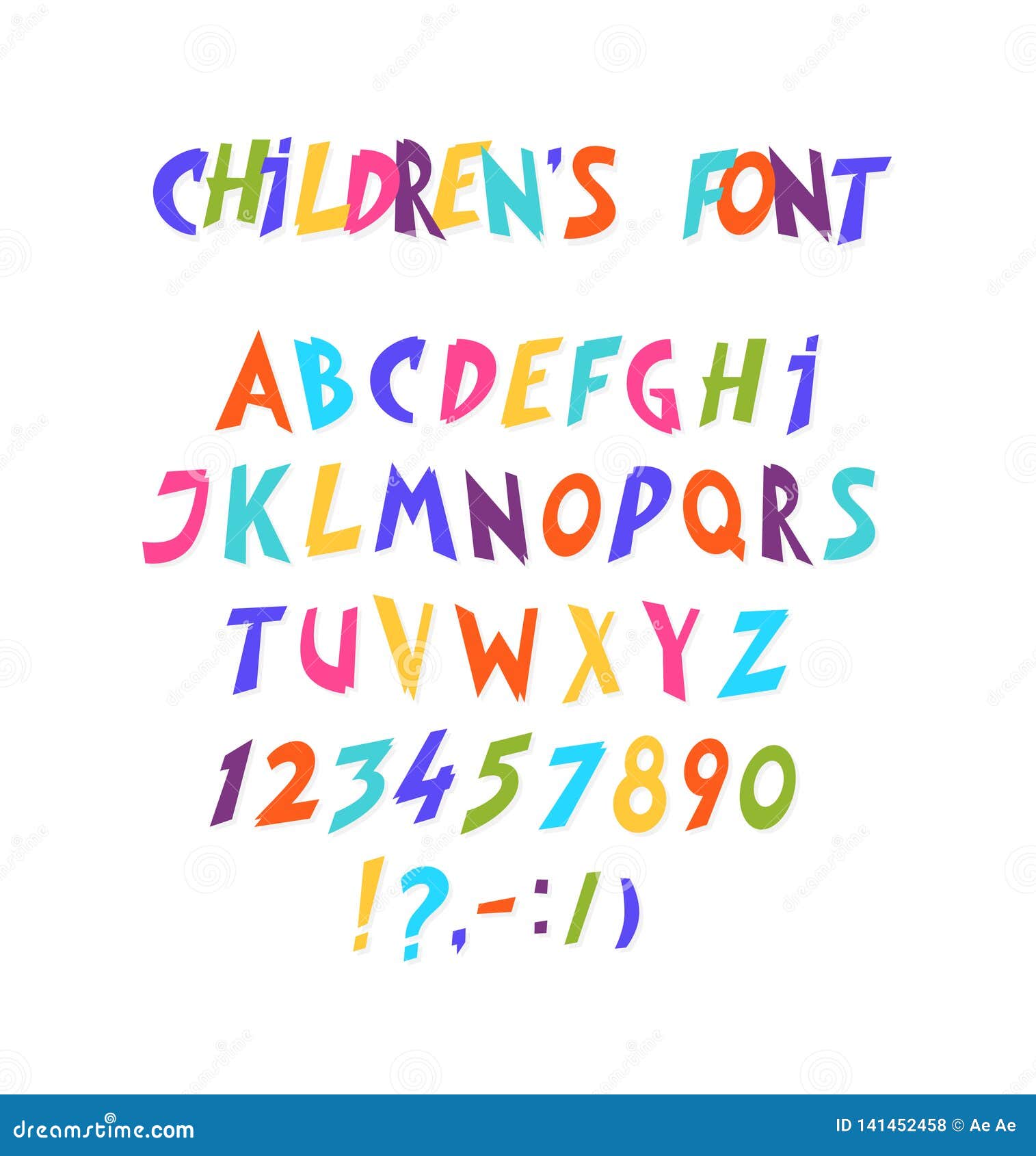 Full Set of Comic Font. Vector. Letters and Colored Forms. a Beautiful ...
